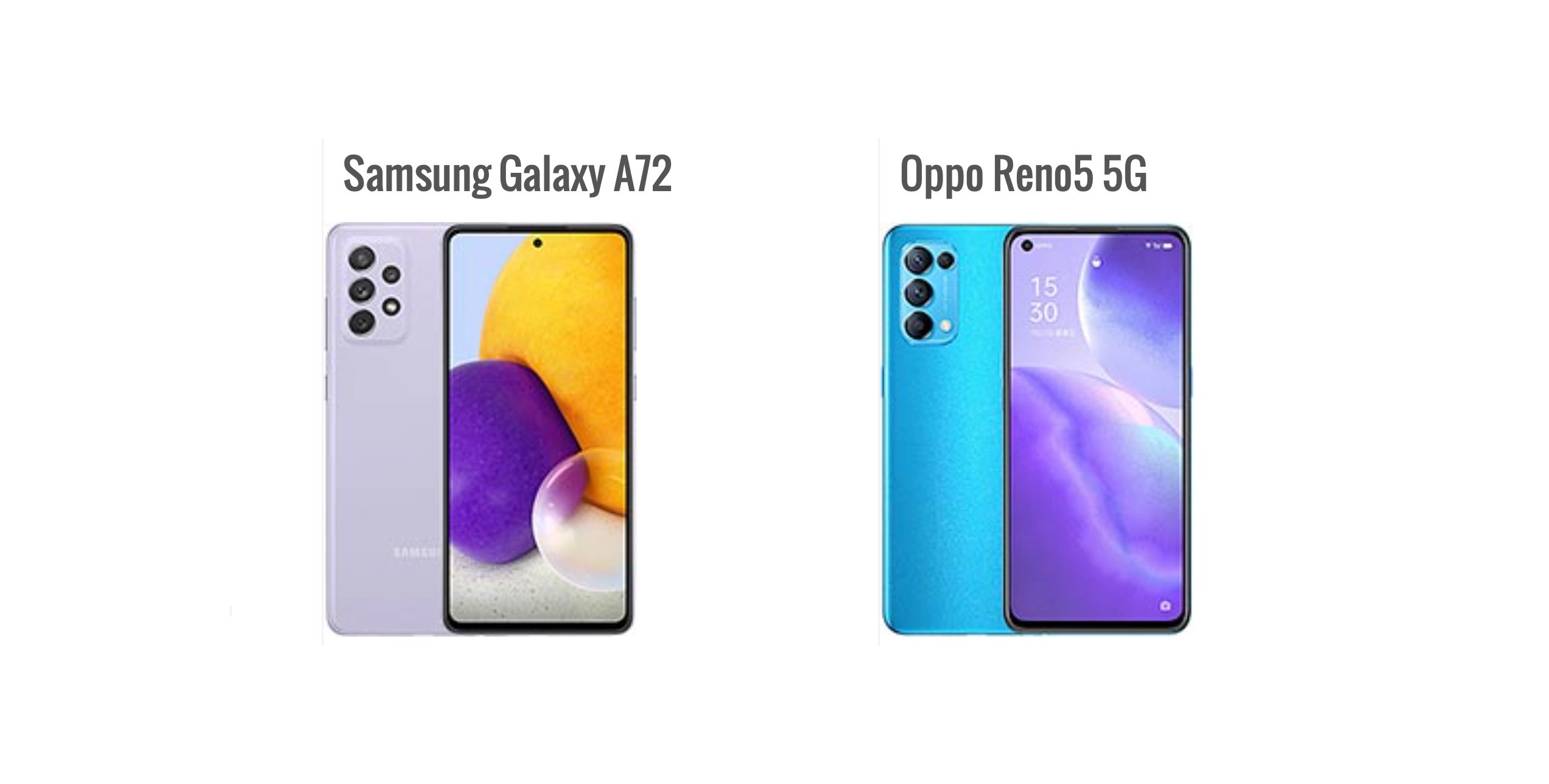 مواصفات ومميزات وعيوب وسعر هاتف Oppo Reno5 5g و Samsung Galaxy A72
